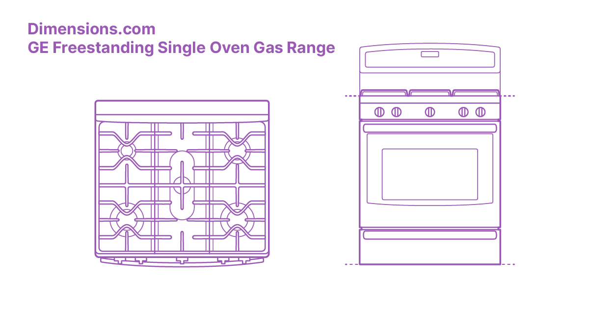 GE Profile Freestanding Single Oven Gas Range Dimensions & Drawings ...