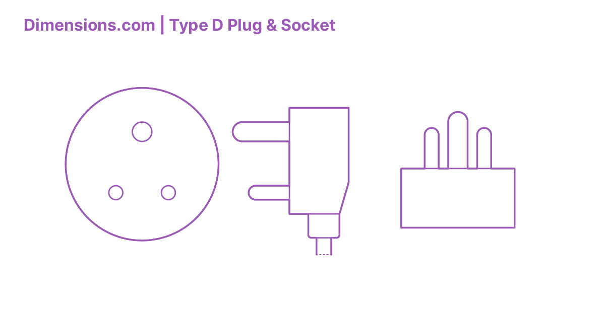 Type D Plug & Socket Dimensions & Drawings | Dimensions.com