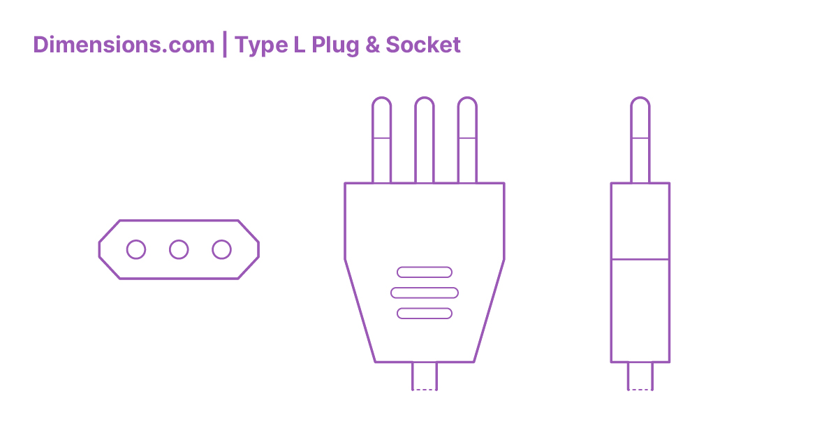 Type L Plug & Socket Dimensions & Drawings | Dimensions.com