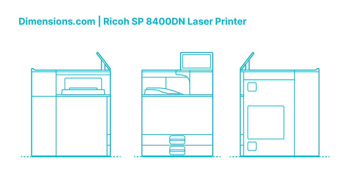 Ricoh SP 8400DN B&W Laser Printer Dimensions & Drawings | Dimensions.com