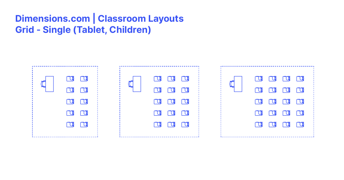 Classroom - Grid - Single (Tablet, Children) Dimensions & Drawings ...