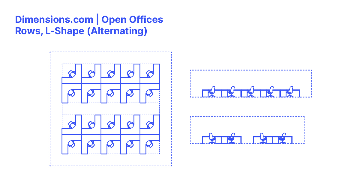 Open Office - Rows, L-Shape (Alternating) Dimensions & Drawings ...