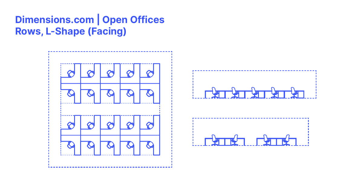 Open Office - Rows, L-Shape (Facing) Dimensions & Drawings | Dimensions.com