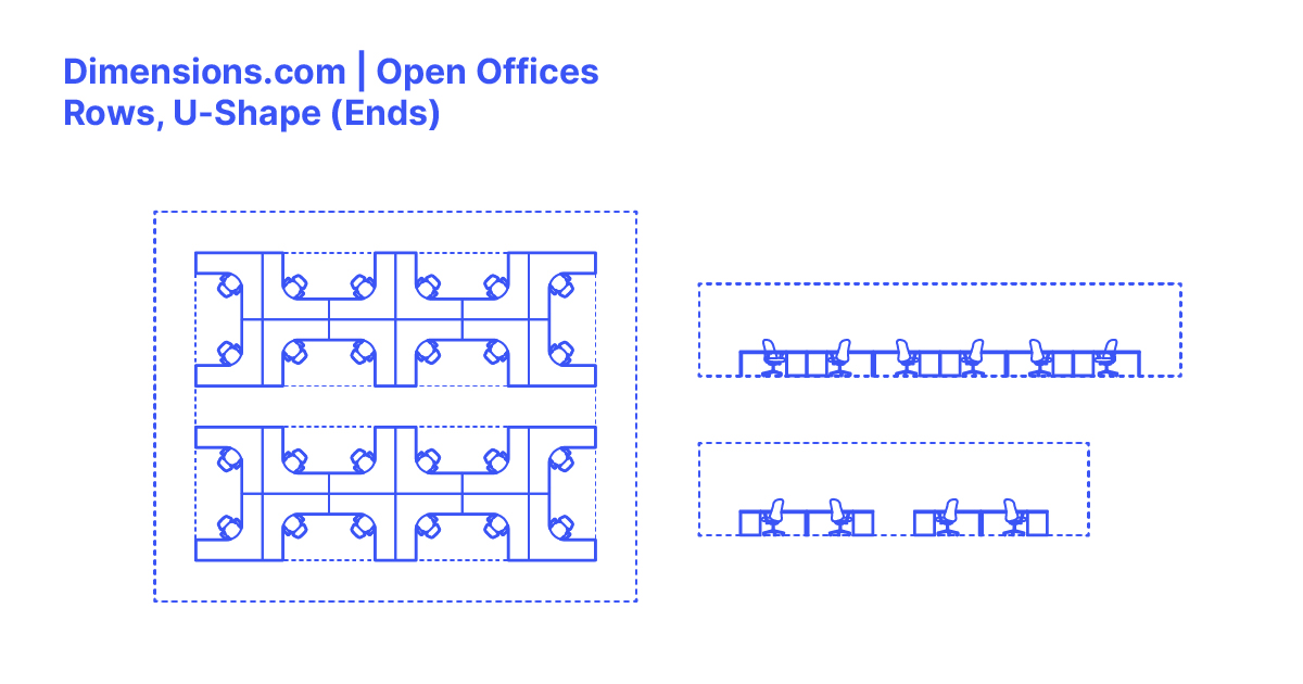 Open Office - Rows, U-Shape (Ends) Dimensions & Drawings | Dimensions.com