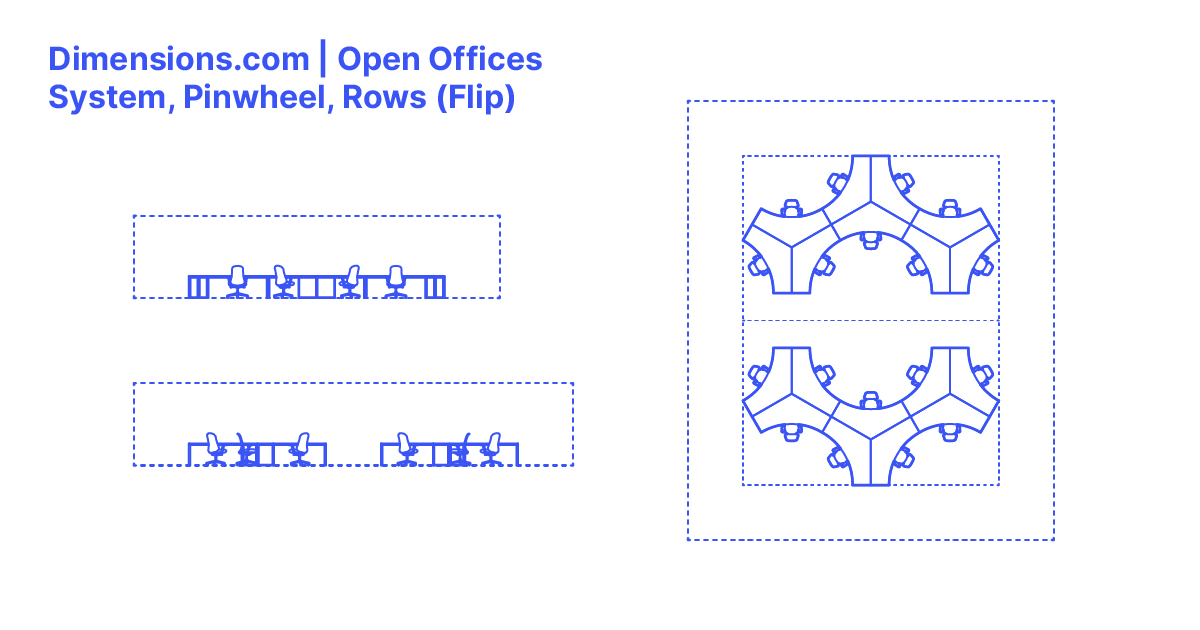 Open Office - System, Pinwheel (Rows, Flip) Dimensions & Drawings ...