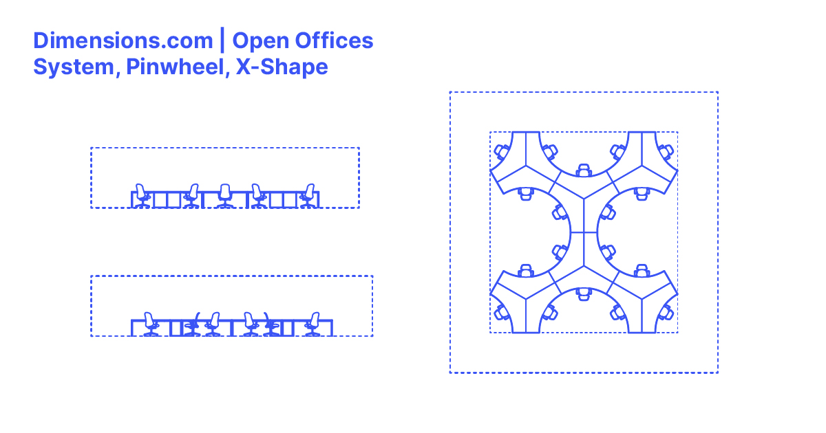 Open Office - System, Pinwheel (X-Shape) Dimensions & Drawings ...