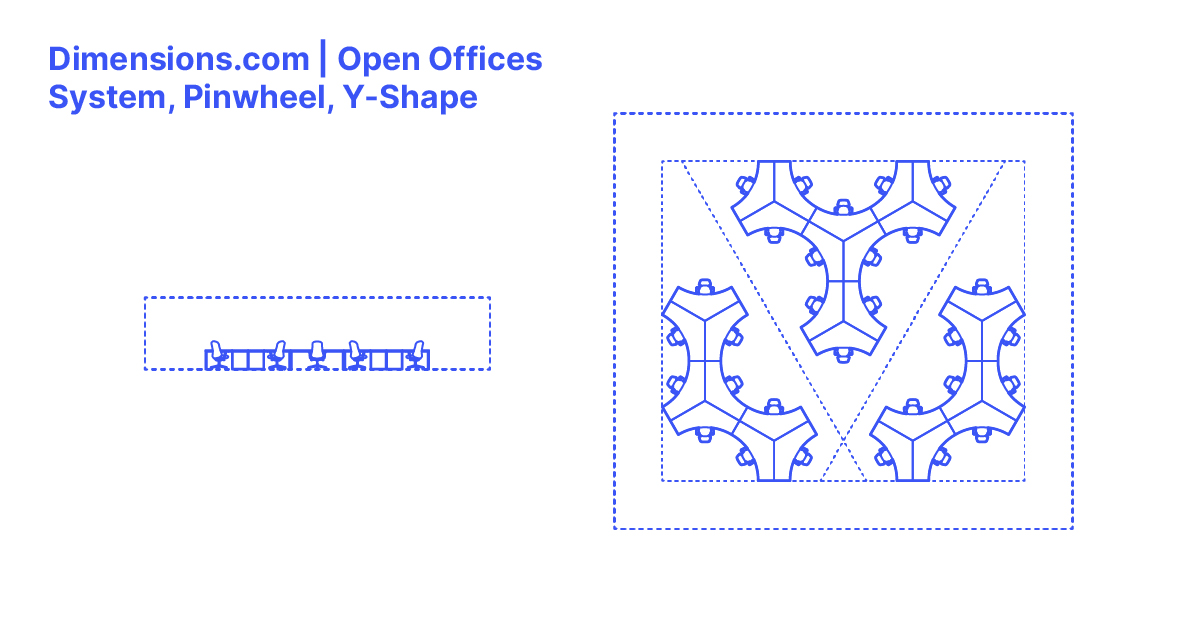 Open Office - System, Pinwheel (Y-Shape) Dimensions & Drawings ...