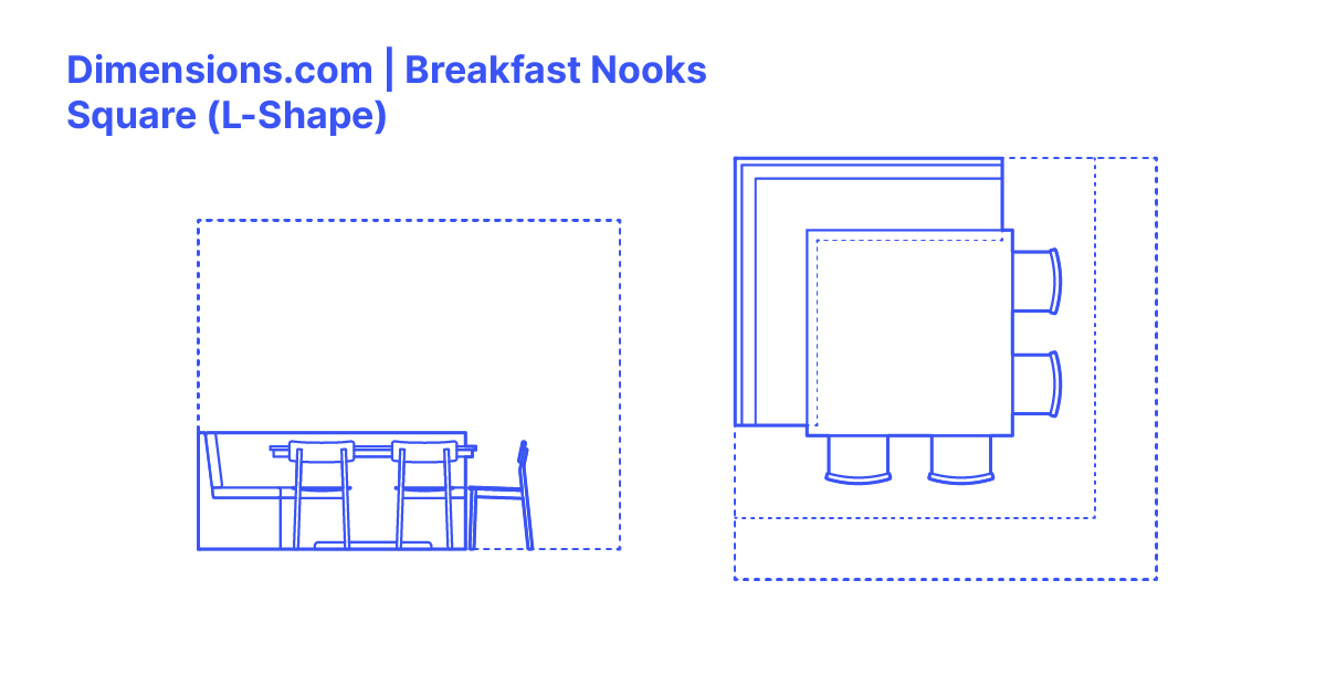 Breakfast Nook - Square, L-Shape Dimensions & Drawings | Dimensions.com