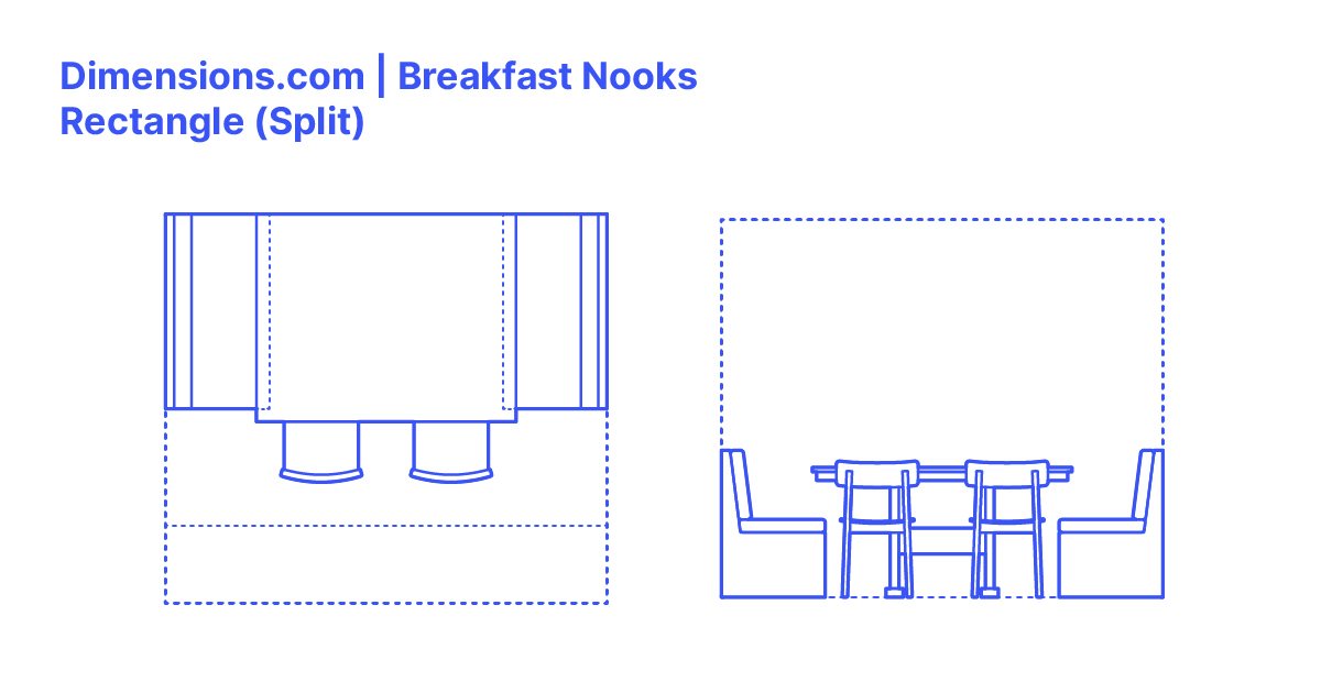 Breakfast Nook - Rectangle, Split Dimensions & Drawings | Dimensions.com