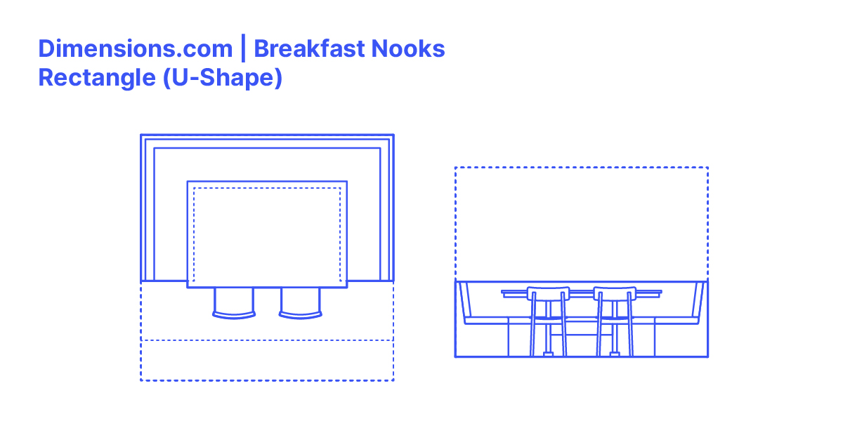 Breakfast Nook - Rectangle, U-Shape Dimensions & Drawings | Dimensions.com