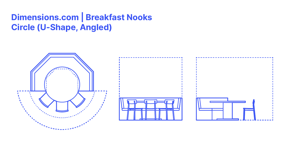 Breakfast Nook - Circle, U-Shape (Angled) Dimensions & Drawings ...