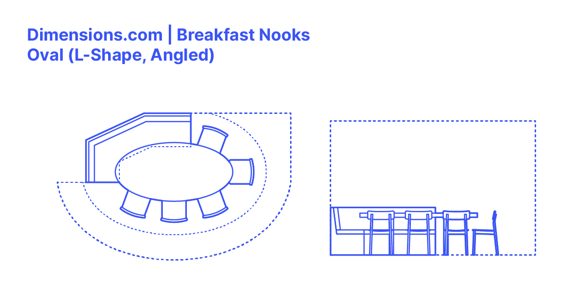 Breakfast Nook - Oval, L-Shape (Angled) Dimensions & Drawings ...