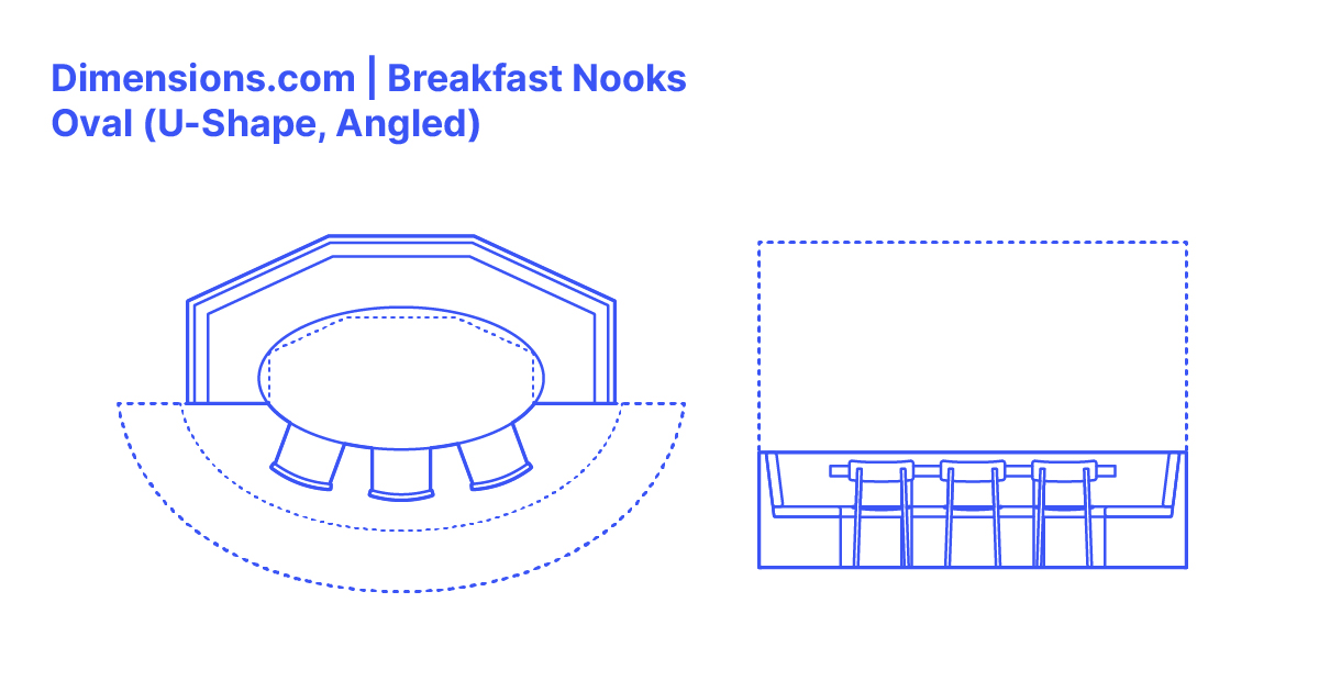 Breakfast Nook - Oval, U-Shape (Angled) Dimensions & Drawings ...