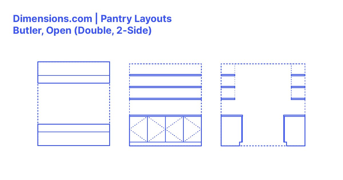 Pantry - Butler, Open (Double, 2-Side) Dimensions & Drawings ...