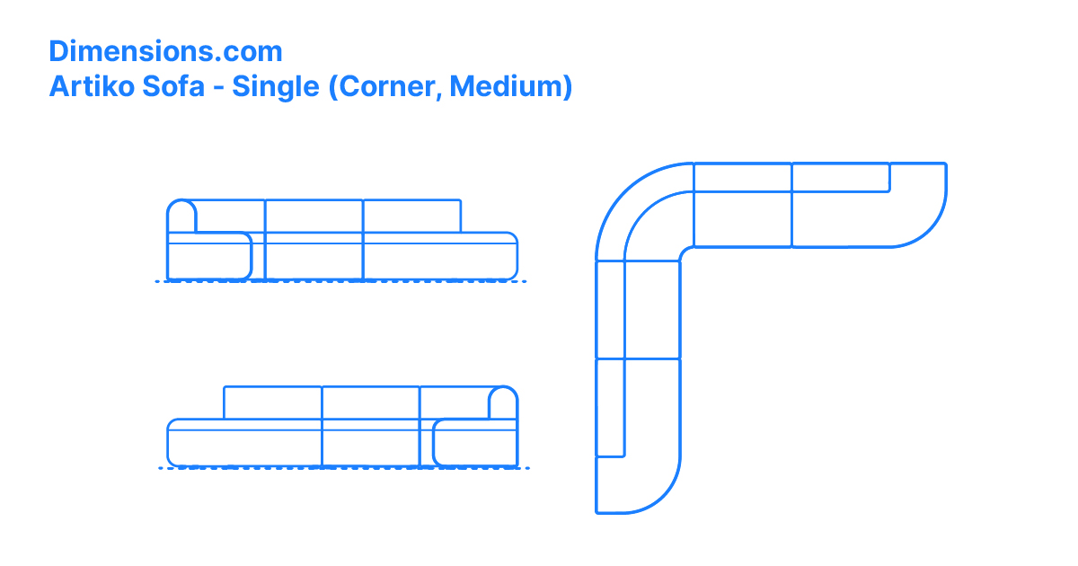 Artiko Sofa - Single (Corner, Medium) Dimensions & Drawings ...