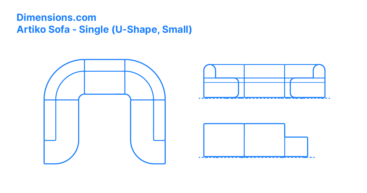 Artiko Sofa - Single (U-Shape, Small) Dimensions & Drawings ...