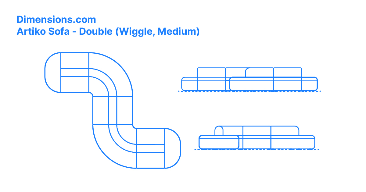 Artiko Sofa - Double (Wiggle, Medium) Dimensions & Drawings | Dimensions.com