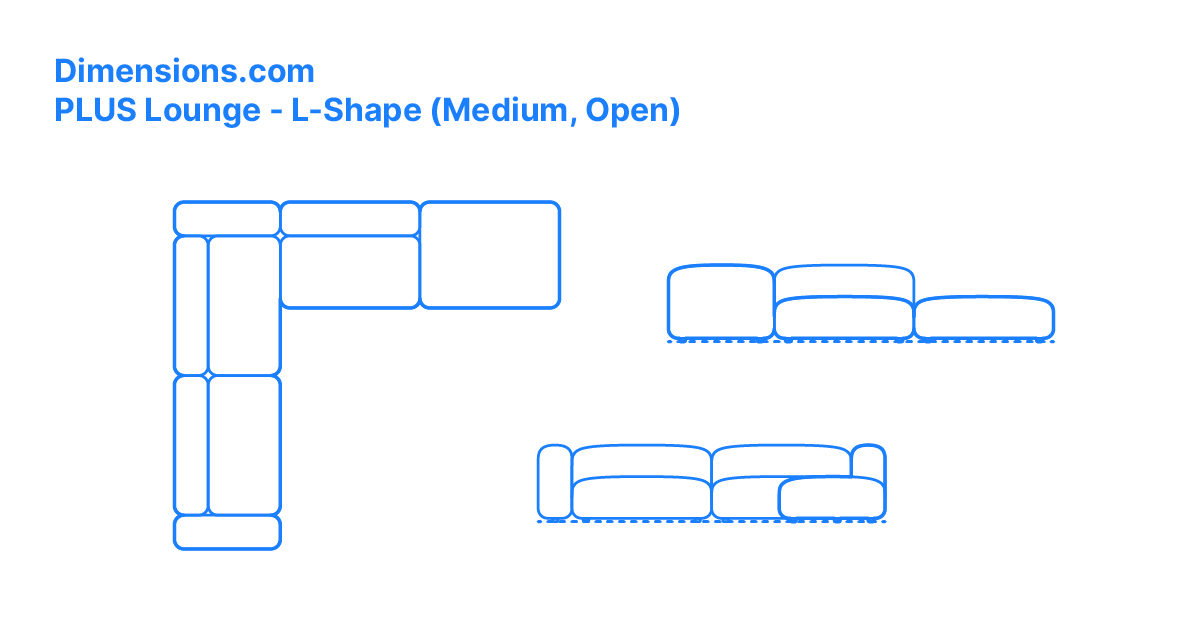 PLUS Lounge - L-Shape (Medium, Open) Dimensions & Drawings | Dimensions.com