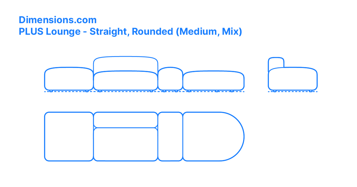 PLUS Lounge - Straight, Rounded (Medium, Mix) Dimensions & Drawings | Dimensions.com