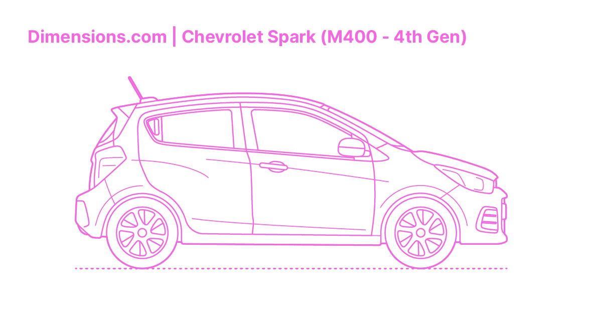 Chevrolet Spark (M400 - 4th Gen) Dimensions & Drawings | Dimensions.com