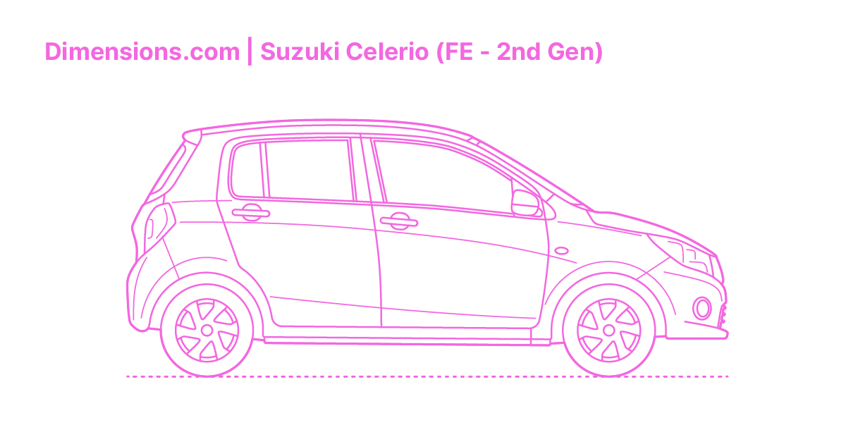 Suzuki Celerio (FE - 2nd Gen) Dimensions & Drawings | Dimensions.com