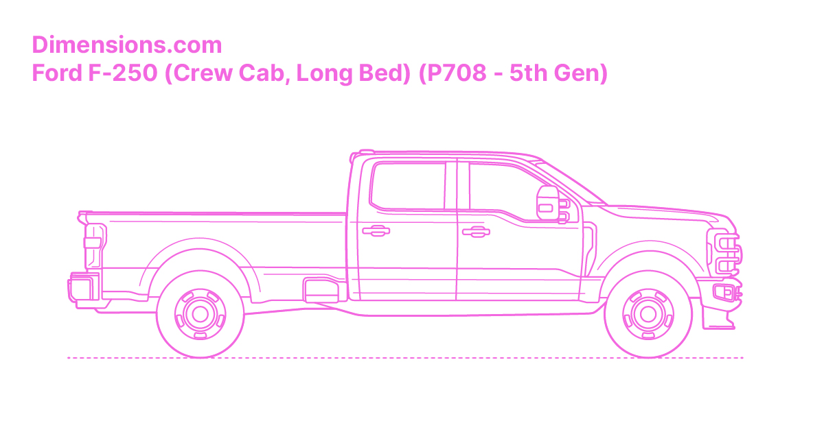 Ford F-250 (Crew Cab, Long Bed) (P708 - 5th Gen) Dimensions & Drawings ...