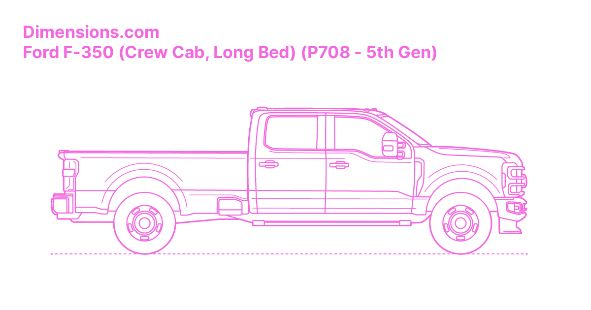 Ford F-350 (Crew Cab, Long Bed) (P708 - 5th Gen) Dimensions & Drawings ...