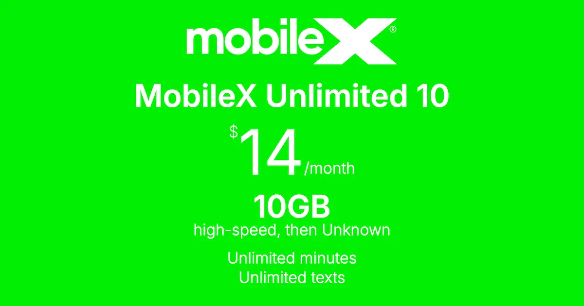 MobileX Unlimited 10 6 months: Price & Features for 1 Line