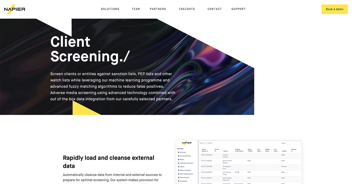 Napier AI: Client Screening | KYC Anti Money Laundering