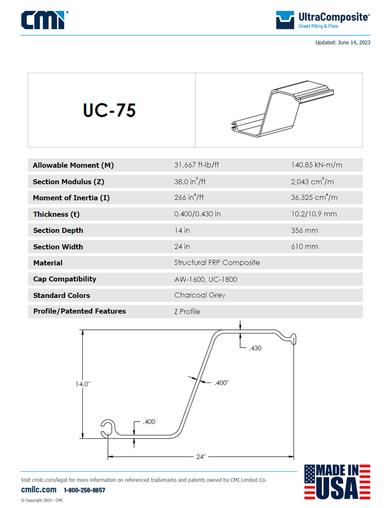 CMI Sheet Piling Specs