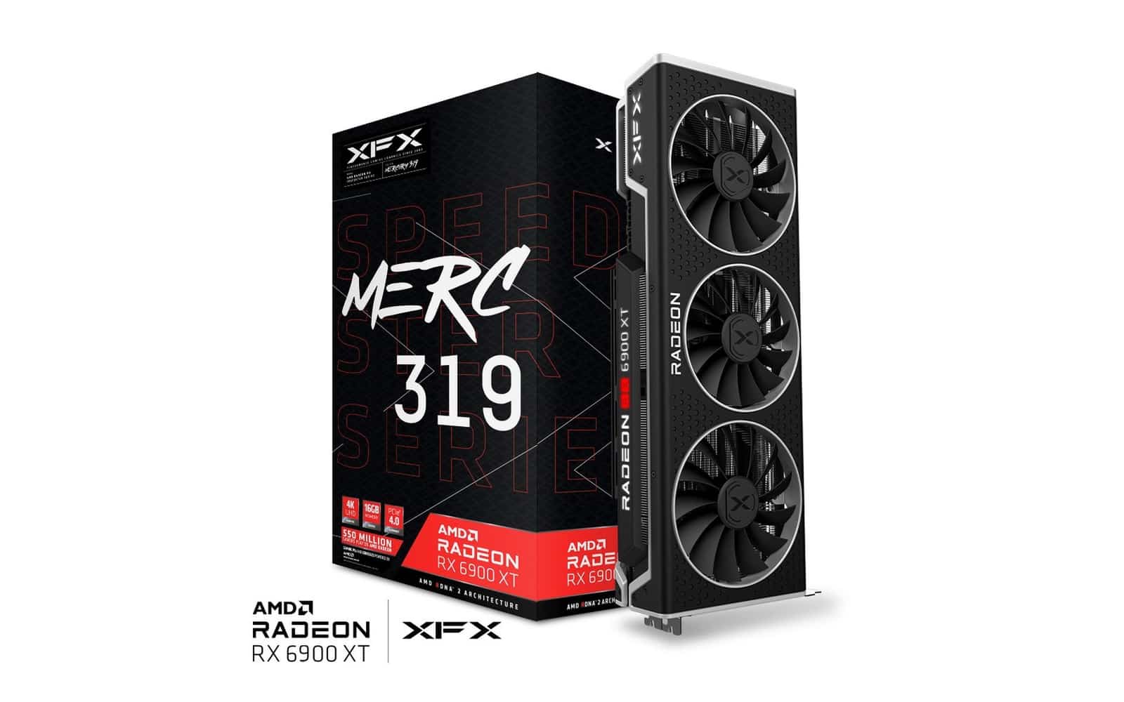 XFX Speedster MERC 319 AMD Radeon™ RX 6900 XT Limited Black Gaming Graphics Card with 16GB GDDR6 ...