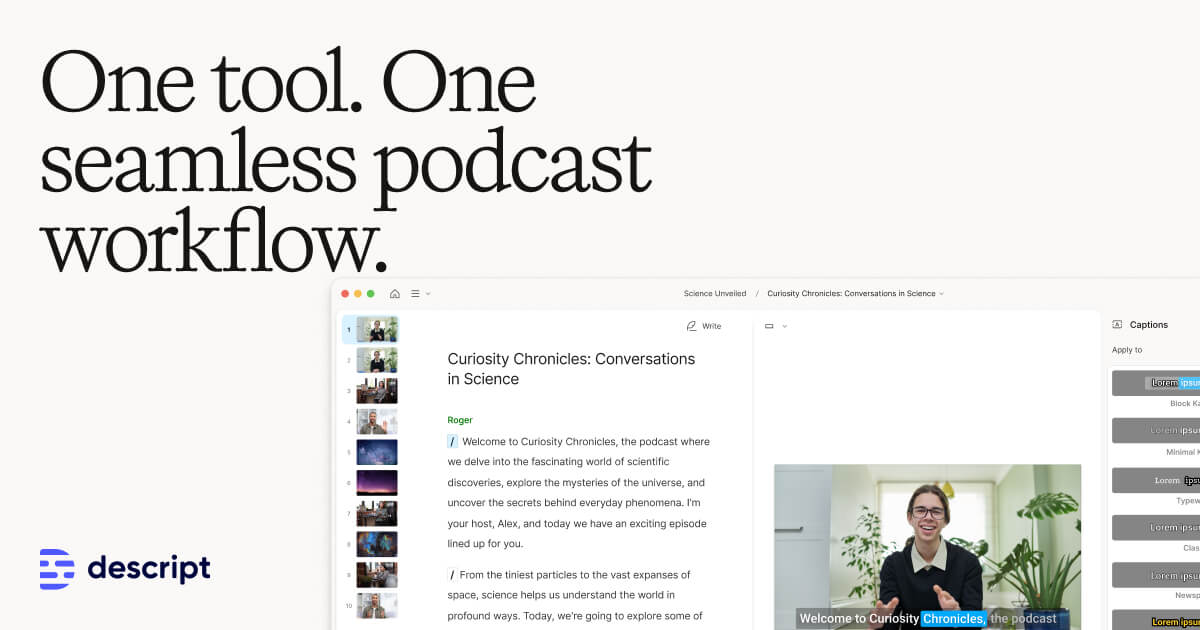 Descript: AI-Powered Podcast & Audio Editor