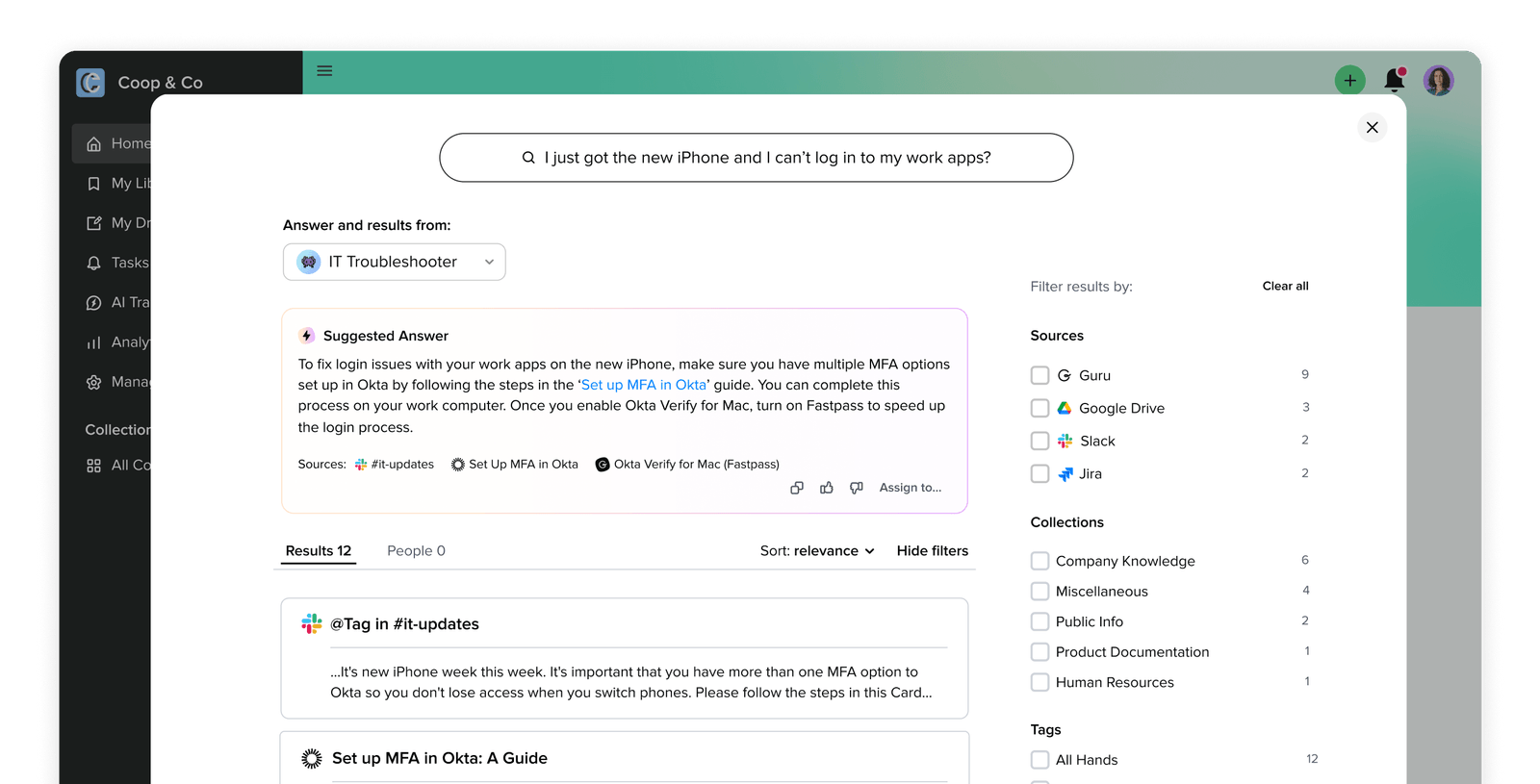 Guru 的知識管理軟件的關鍵功能