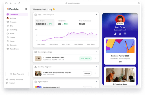 Pensight: The All-in-One Link in Bio Store for Digital Products & Services