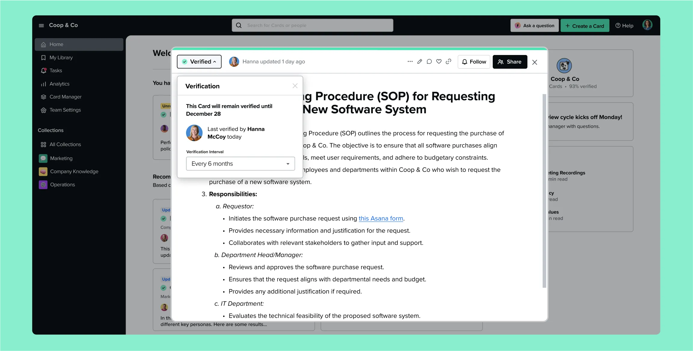 Company Knowledge Verification Feature