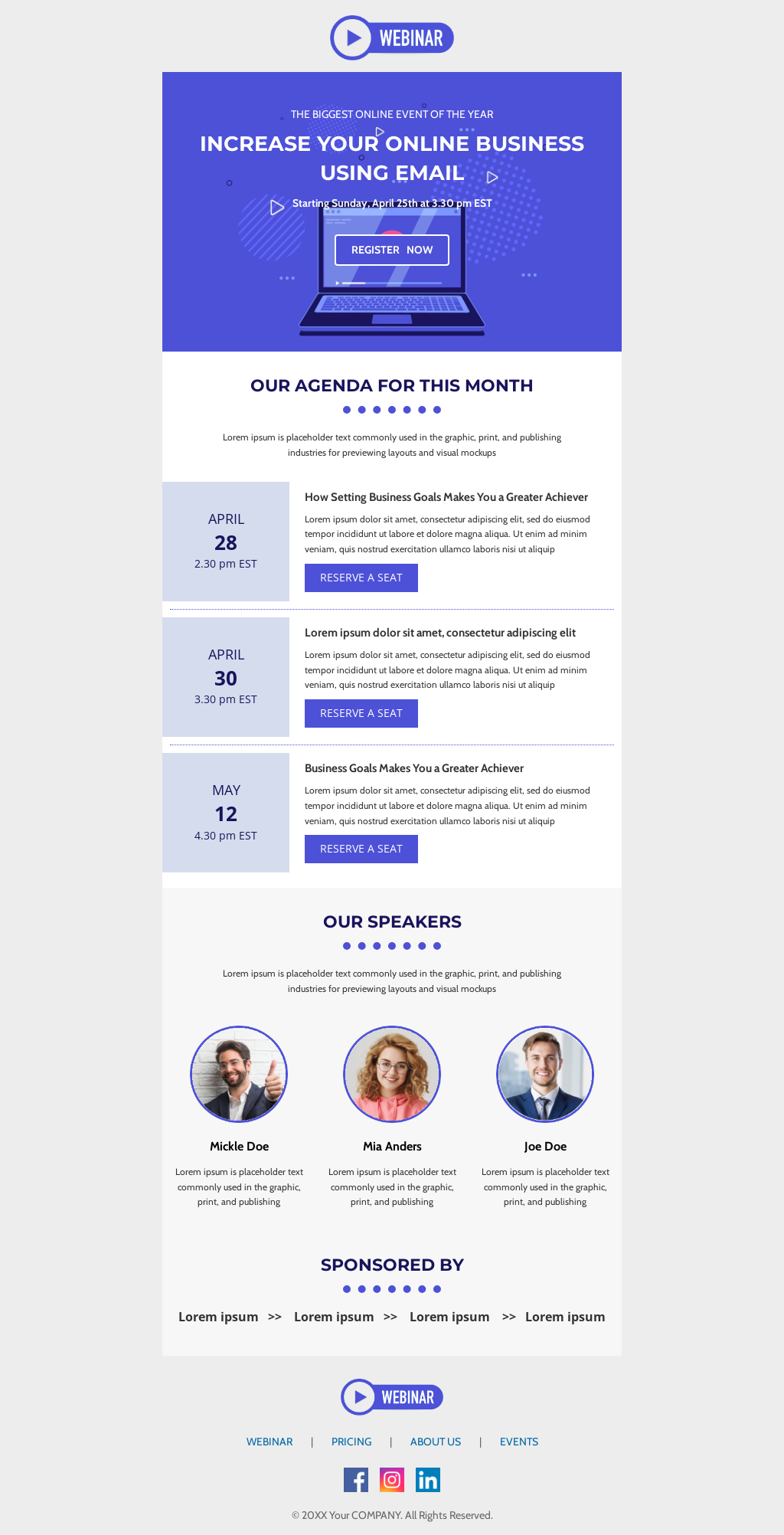 Post Webinar Email Template Unlayer