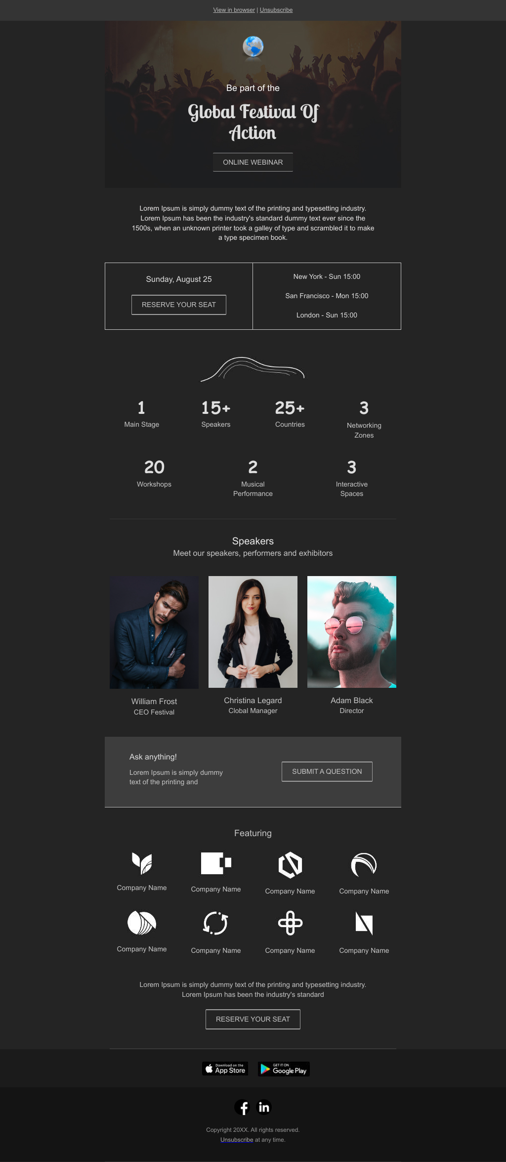 Global Festival Email Template | Unlayer