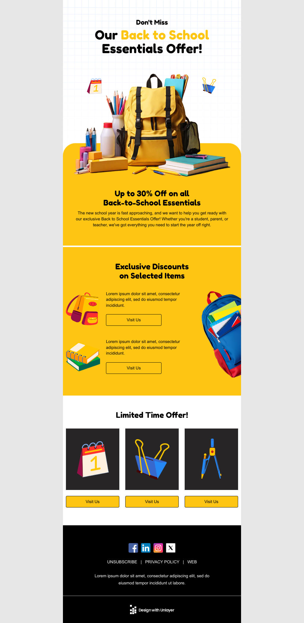 Back to School Essentials Email Template | Unlayer