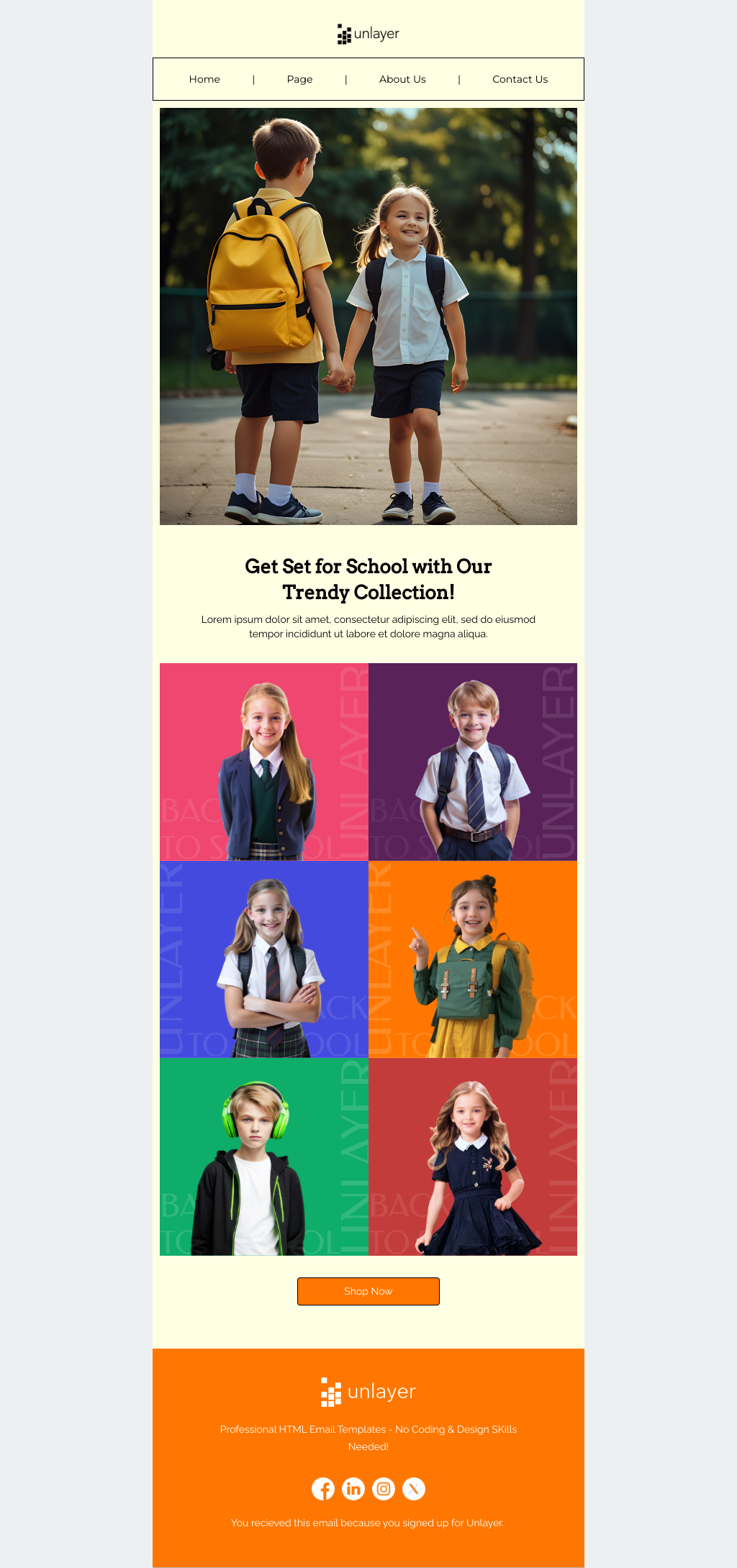 Back to School Outfits Email Template | Unlayer