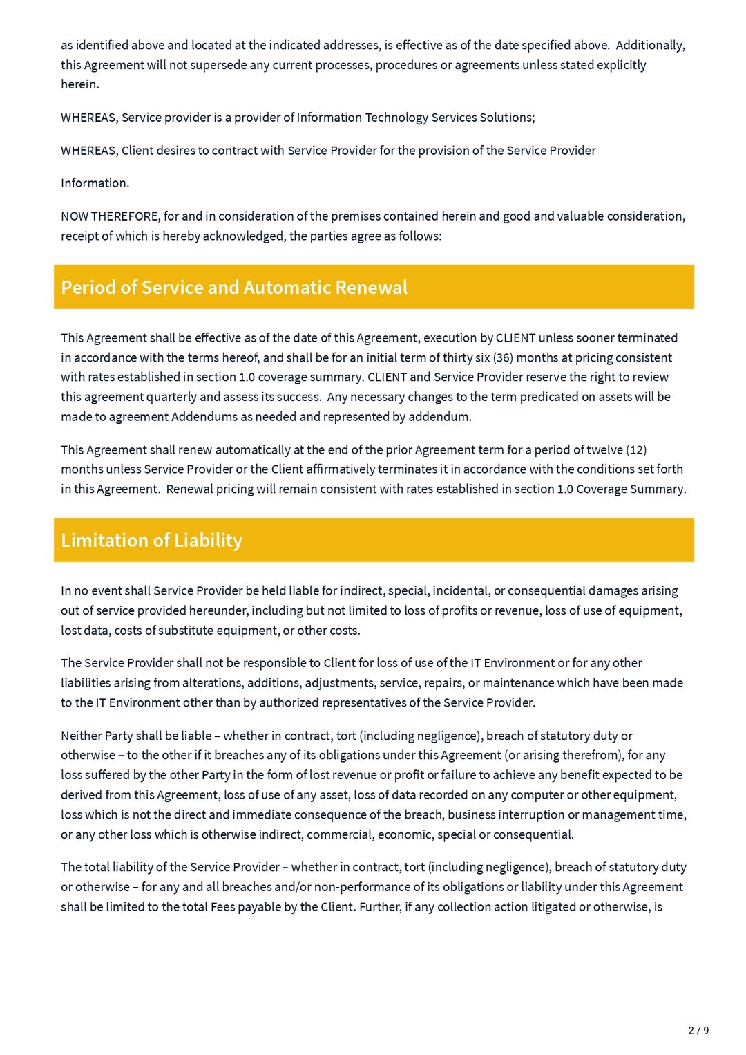 Free Managed Service Agreement Template