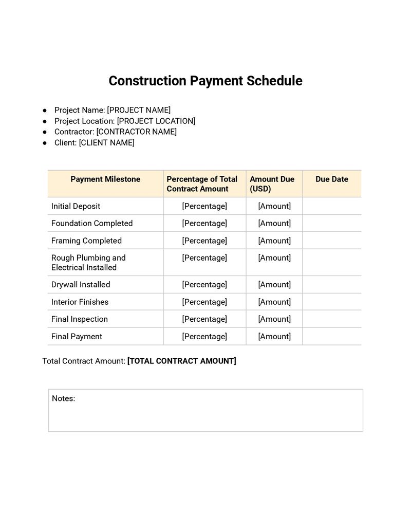 Construction Payment Schedule Template (Free Sample Included)