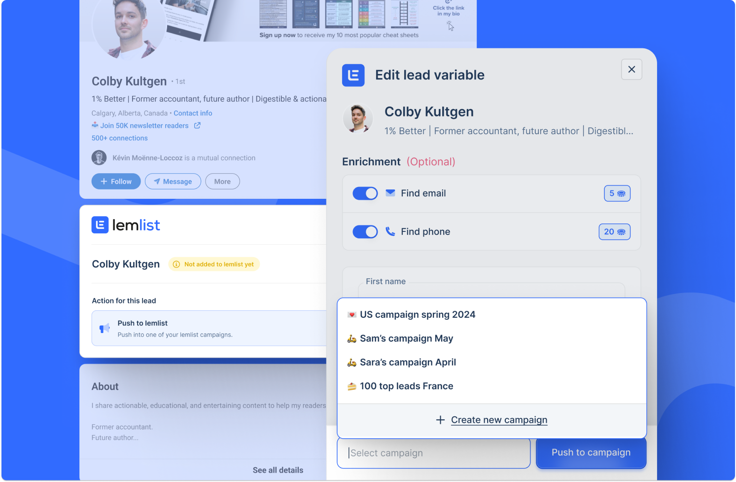 Get Linkedin Leads Verified Data In 1 Click With Lemlist Chrome Extension