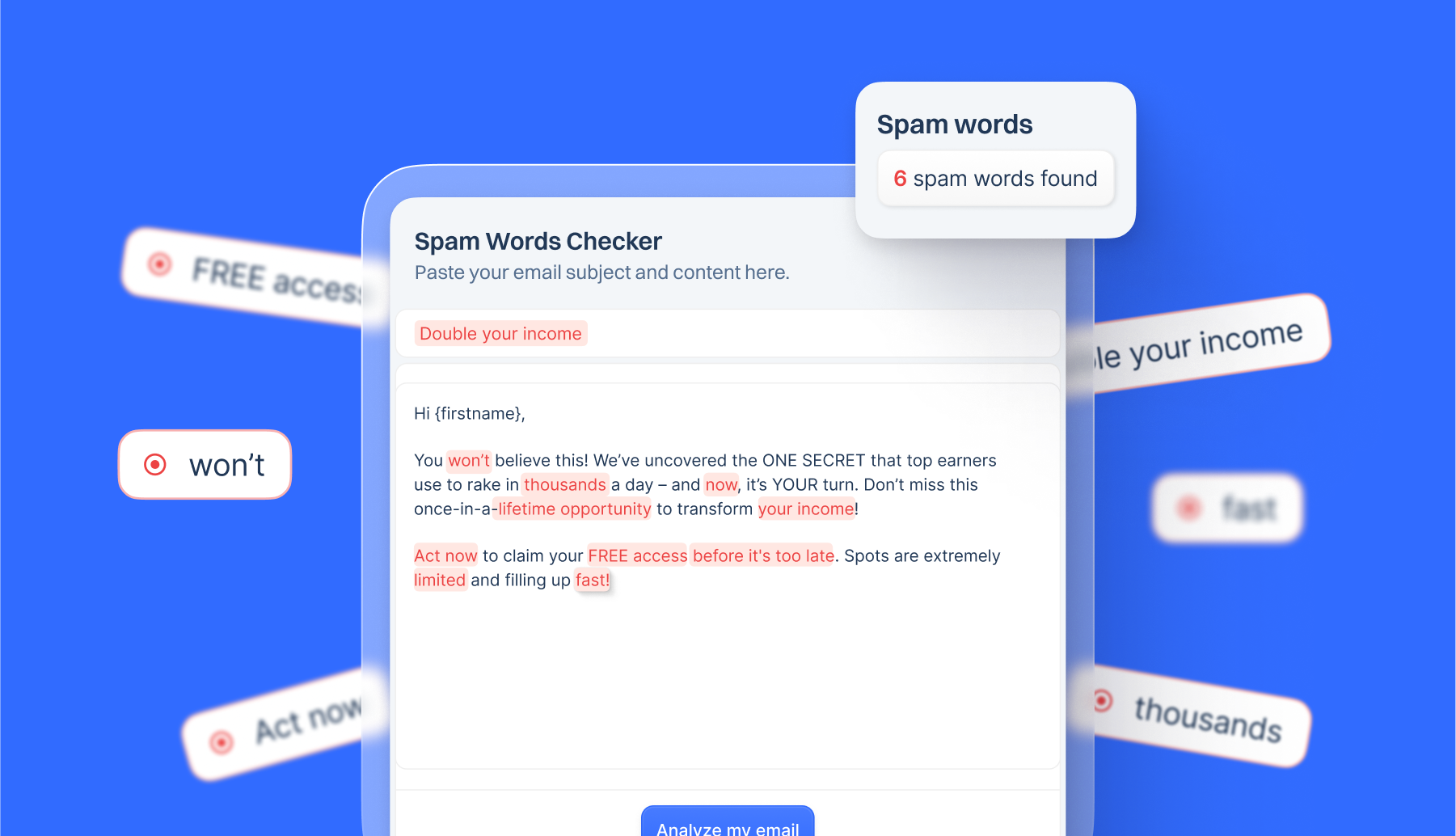 Email spam words checker