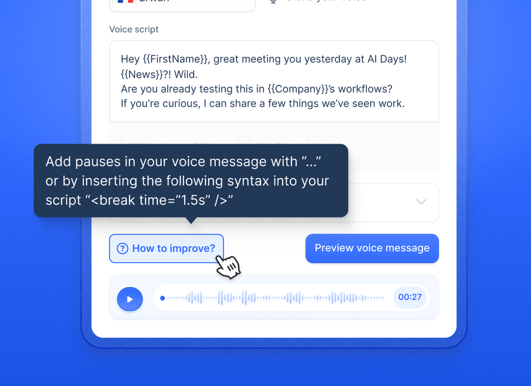 lemlist LinkedIn AI voice messages: Stand out at scale