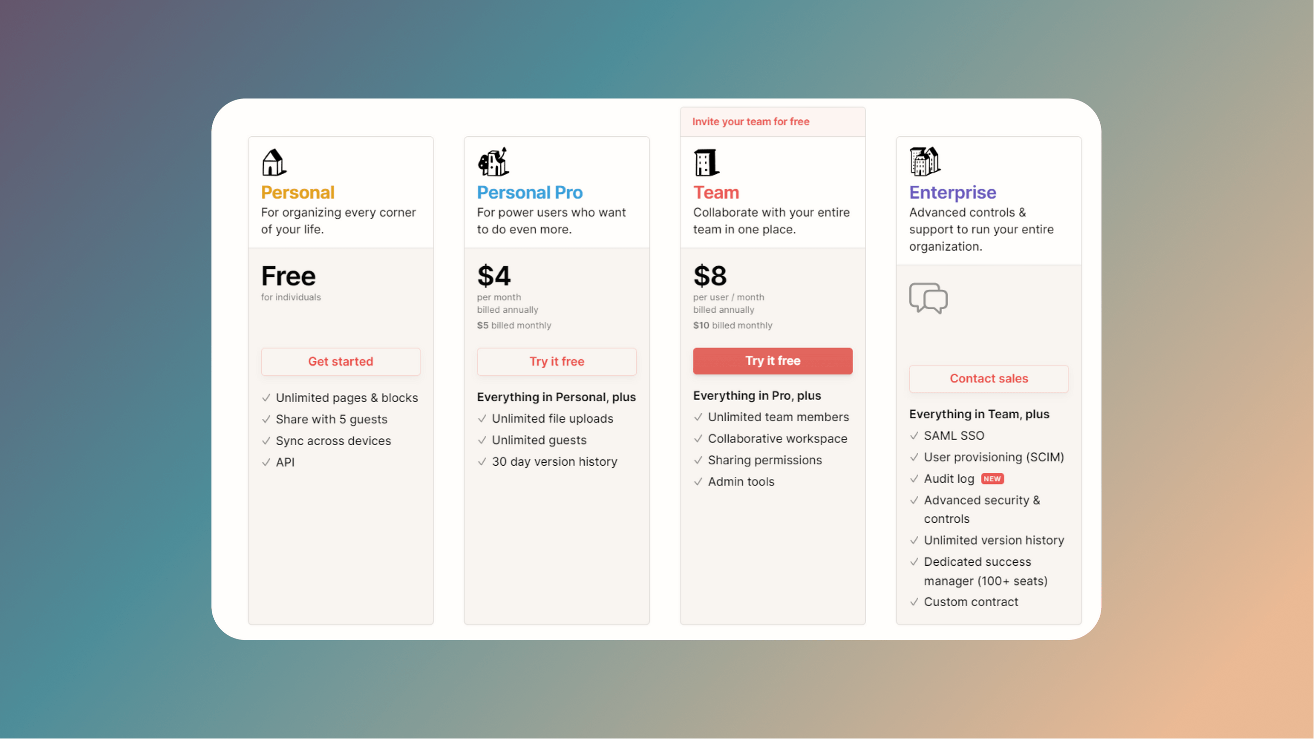 Notion Pricing: Plans, Features & Personal Pro