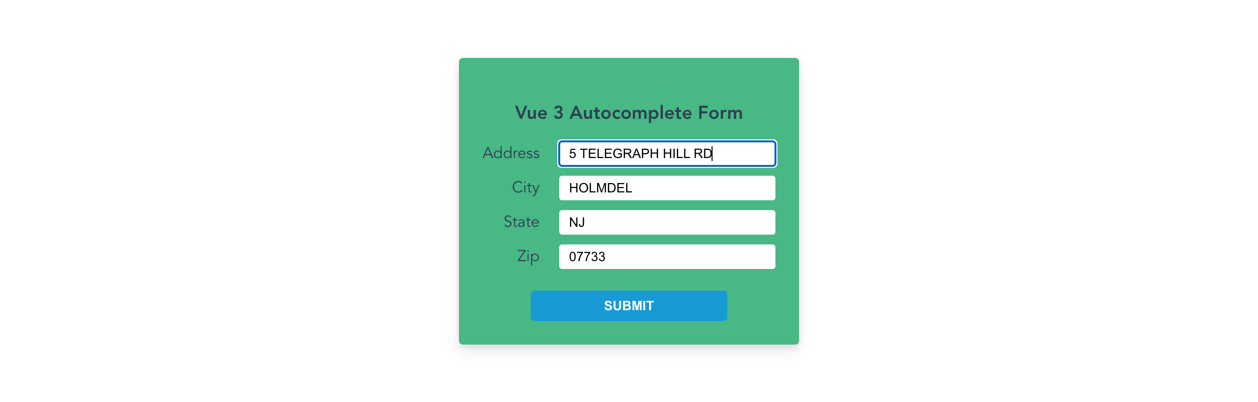 Address Form Autocomplete with Vue 3 and Lob