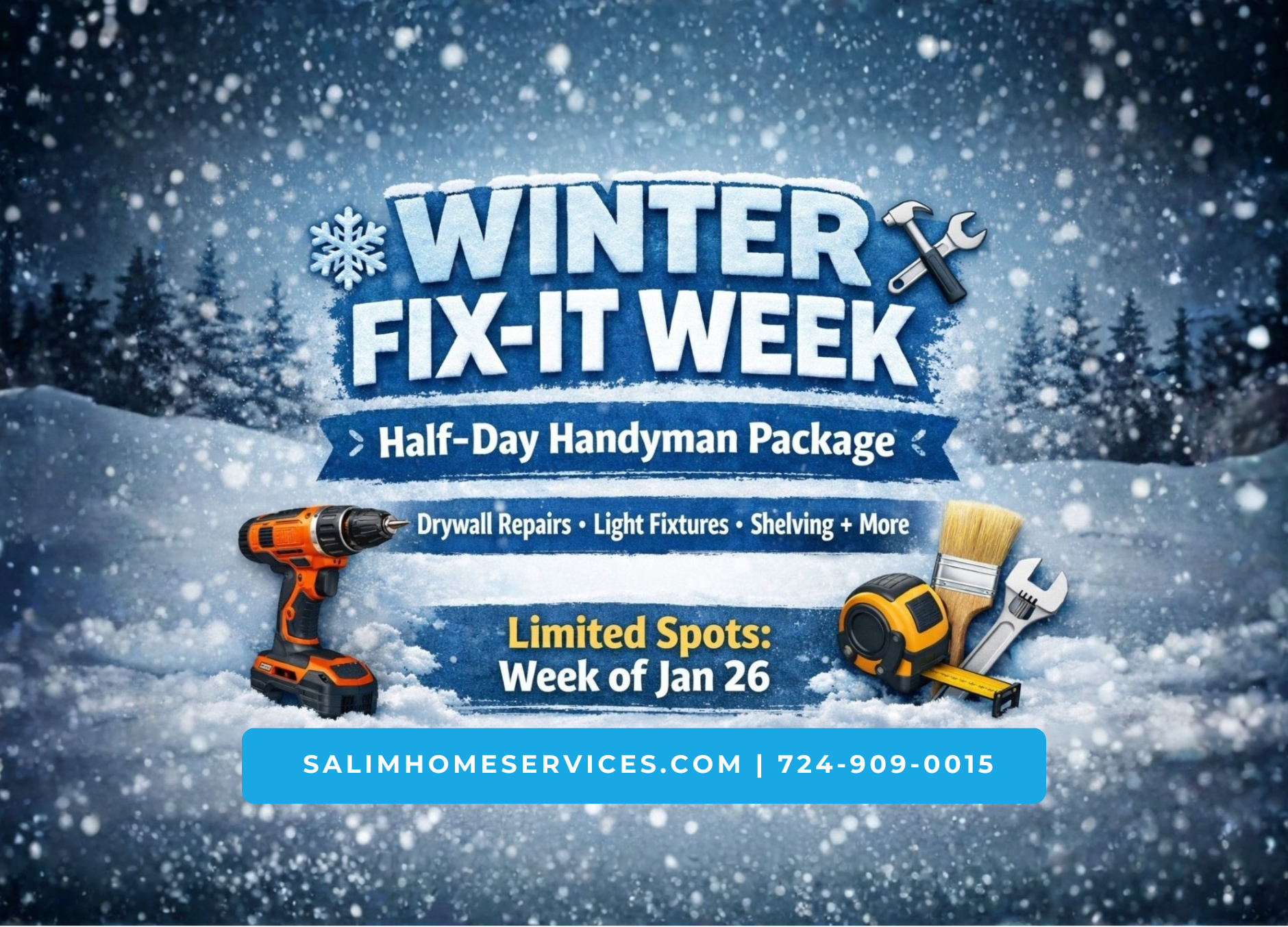BOOK NOW: Half-Day Handyman Package - Winter Fix-It Week | Salim Home