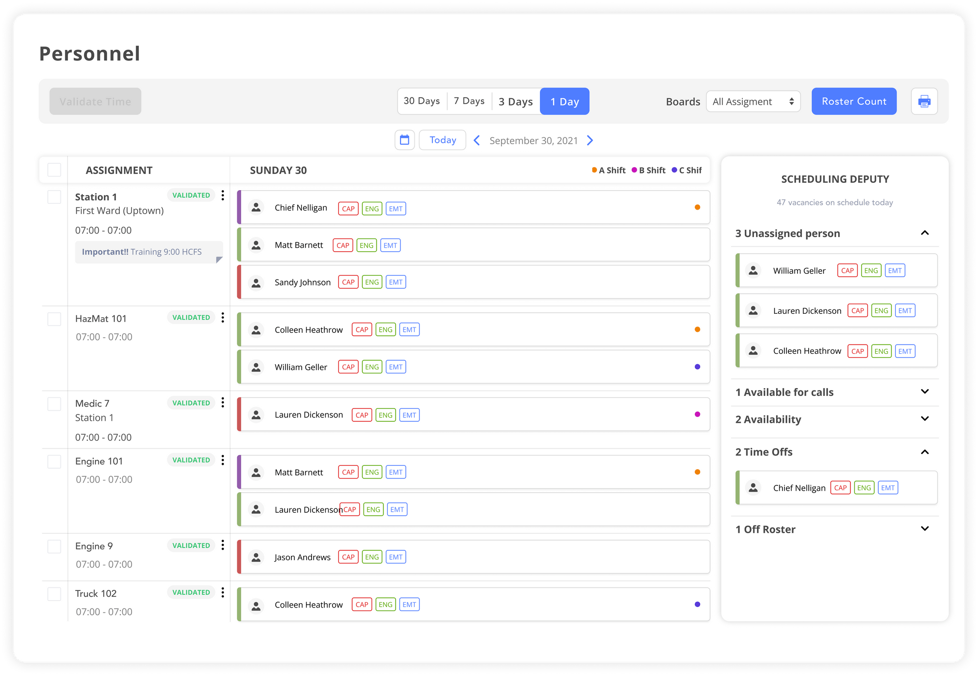 First Due | Scheduling & Personnel