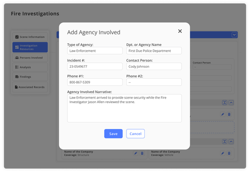 Fire Investigation Software | Fire Investigation Records Management