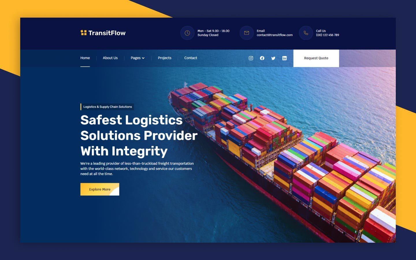 TransitFlow - Transport HTML5 Responsive Website Template